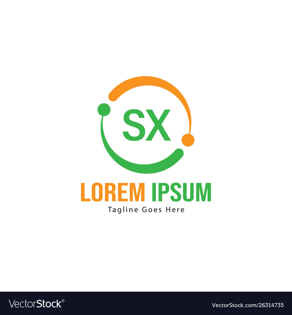 Initial sx logo template with modern frame Vector Image