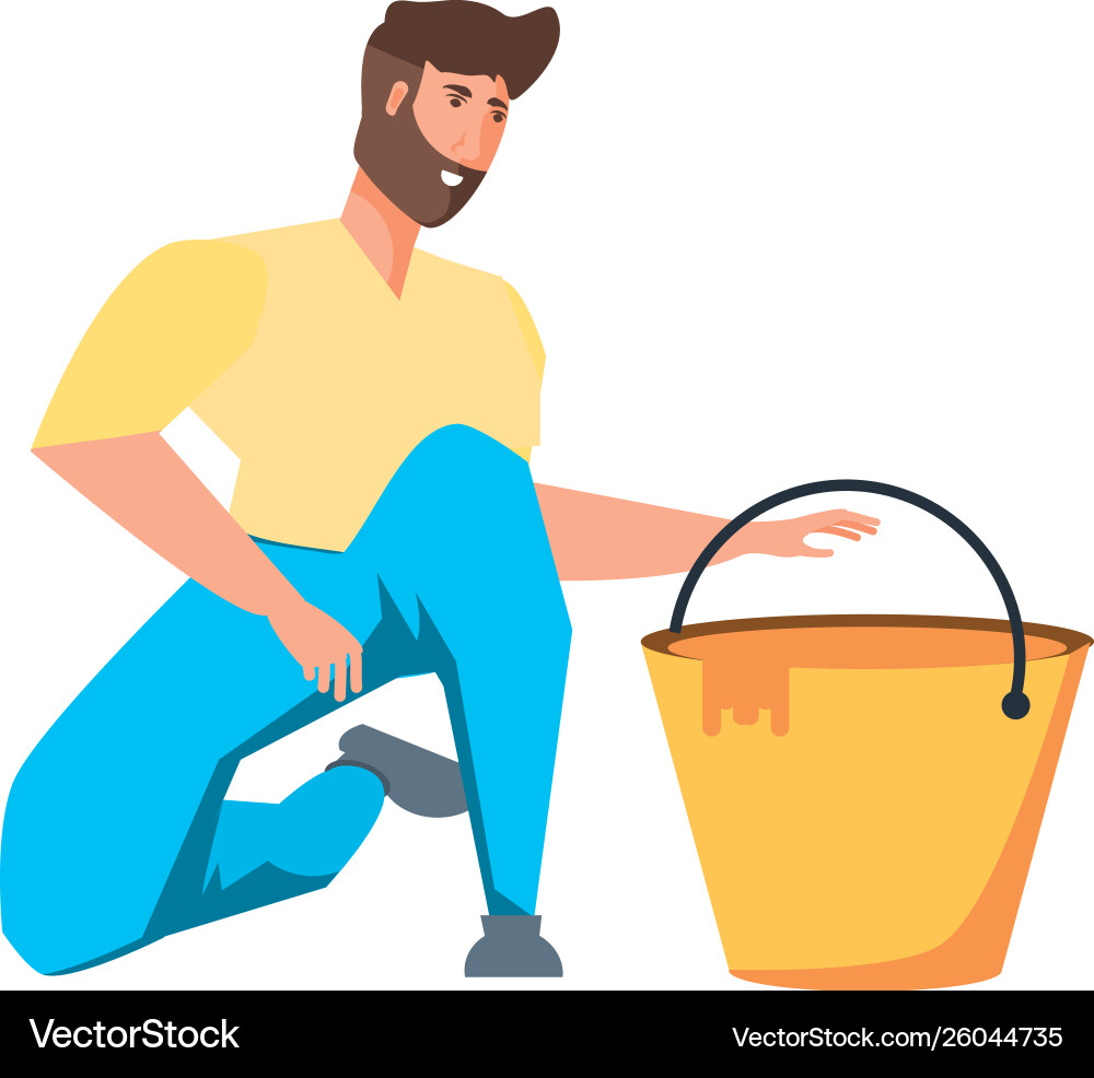 Isolated avatar man and bucket design Royalty Free Vector