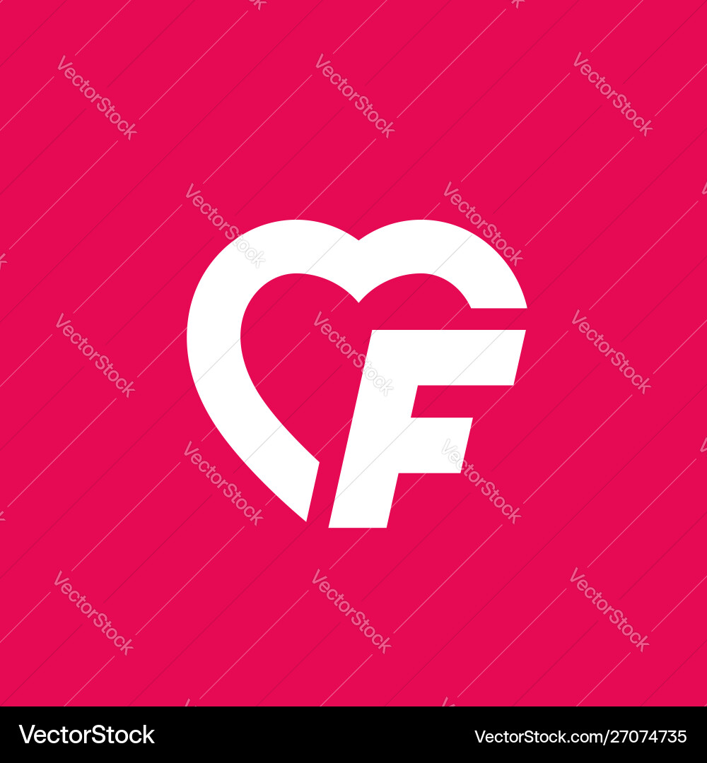 Letter f heart logo icon design template elements Vector Image