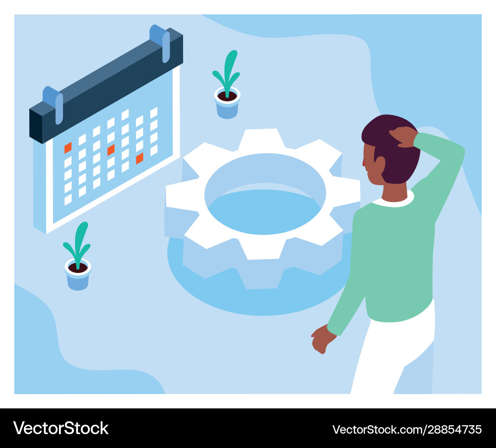 Man working and planning their business Royalty Free Vector