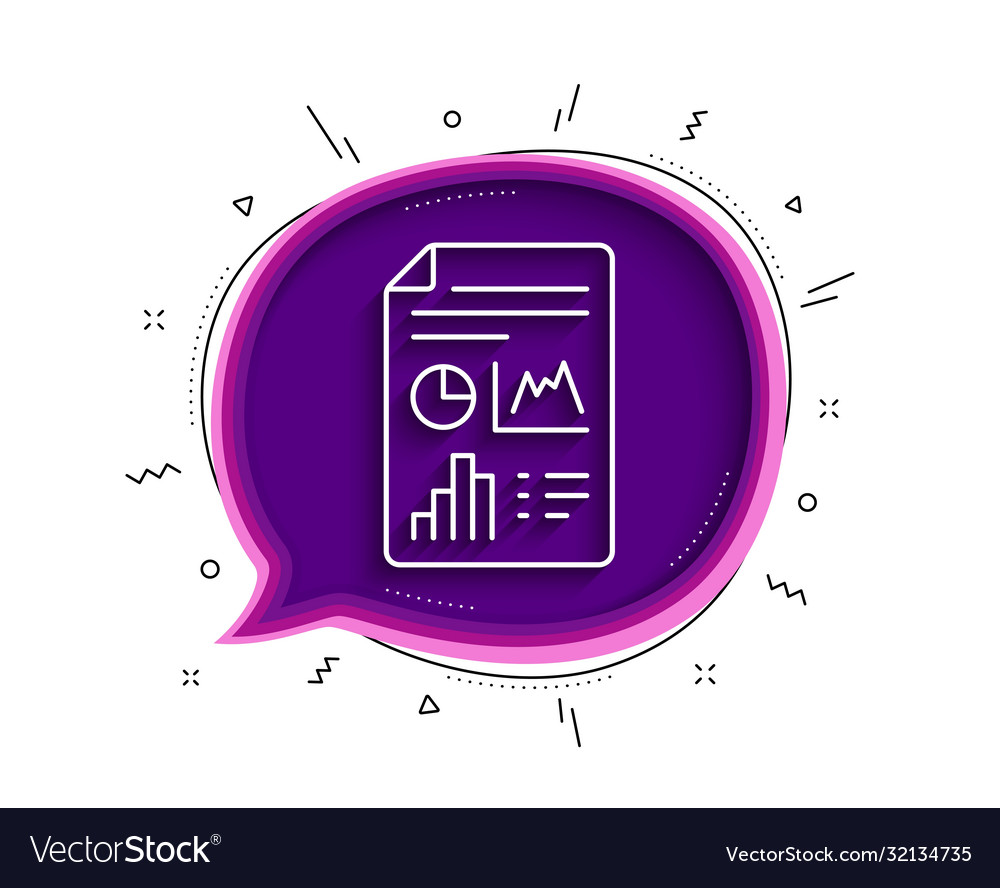 Report document line icon column graph sign Vector Image