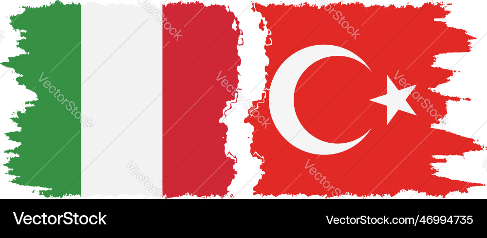 Turkey and italy grunge flags connection Vector Image