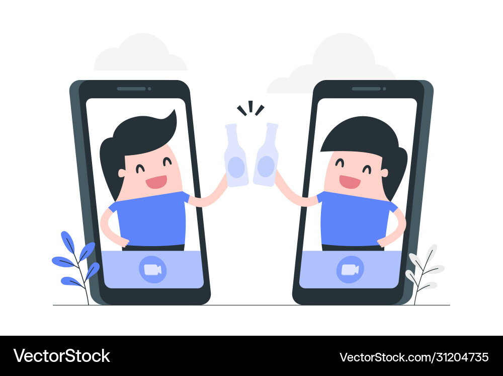 Virtual happy hour meeting party concept Vector Image