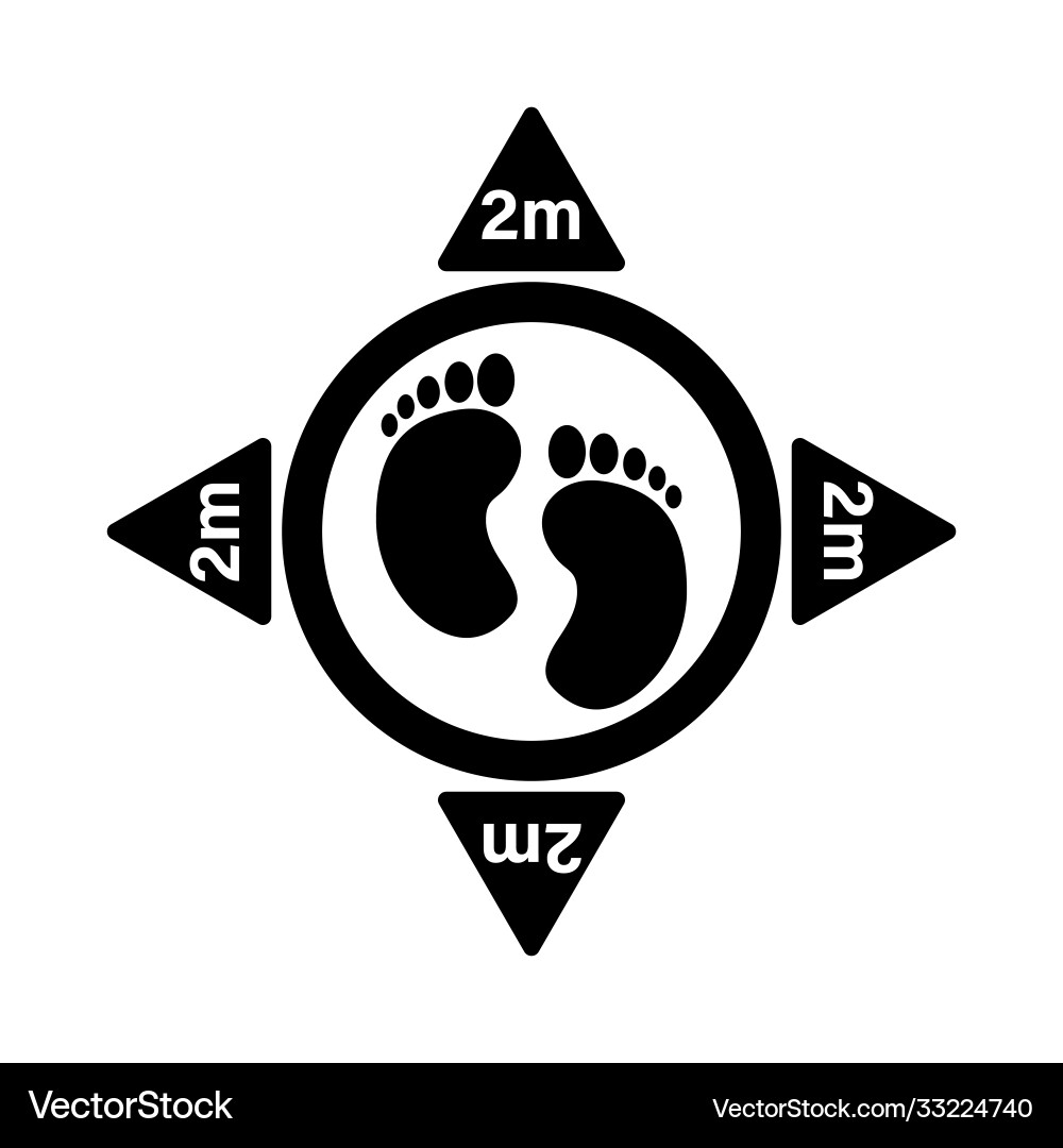 1251 social distancing footprint 2m Royalty Free Vector