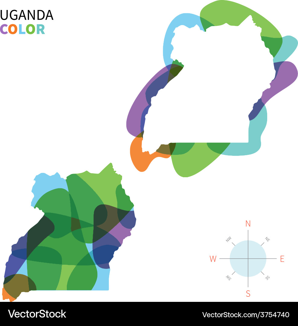 Abstract color map of uganda Royalty Free Vector Image