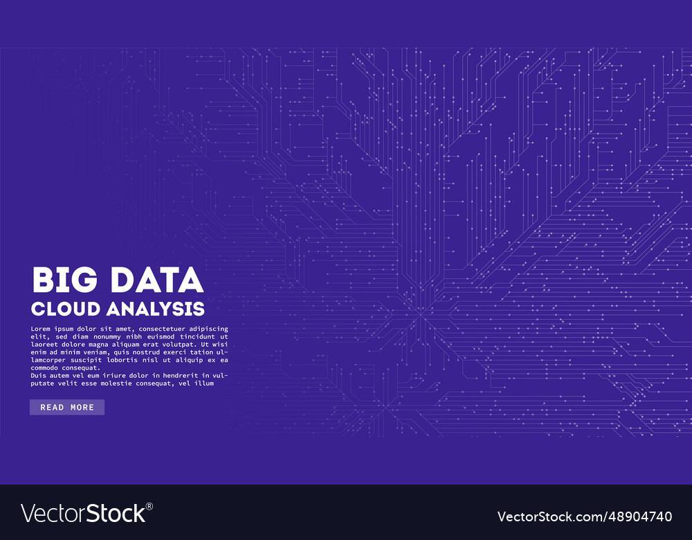 Big Data Cloud Computing Blockchain Visualiztion Vector Image