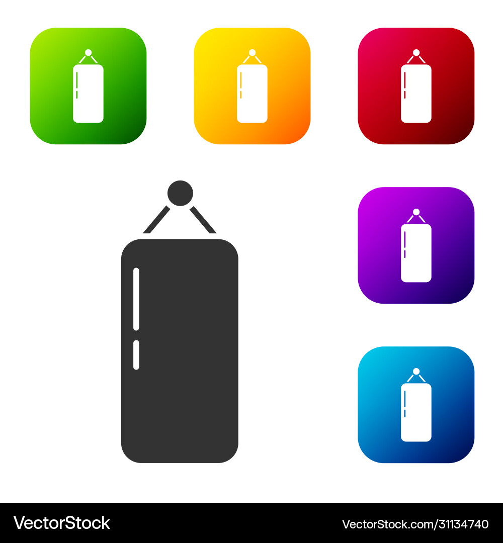 Black punching bag icon isolated on white Vector Image