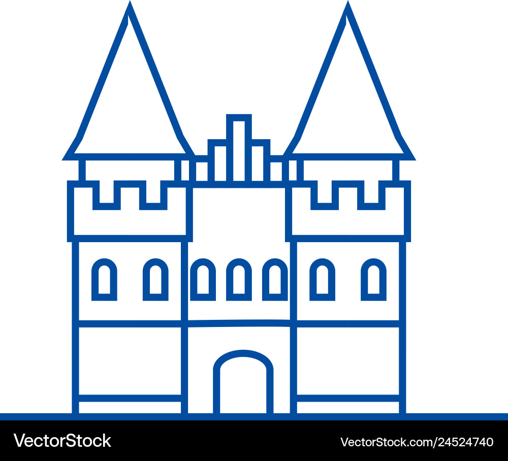 Castle in europe line icon concept Royalty Free Vector Image