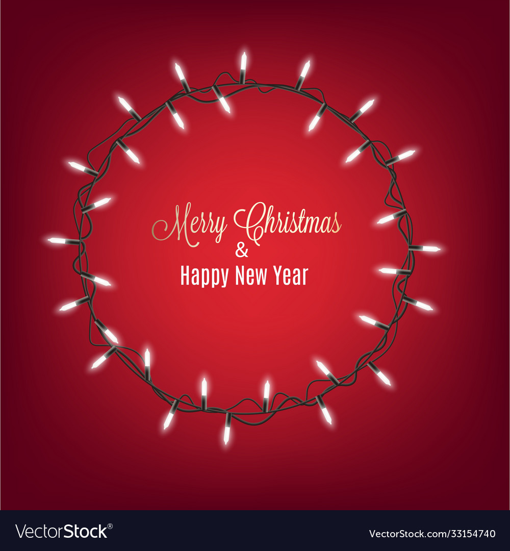 Christmas and new year template with lights Vector Image