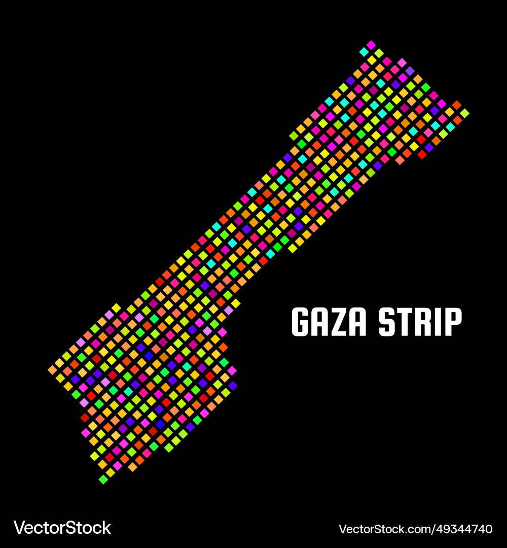 Dotted gaza strip map isolated on black Royalty Free Vector