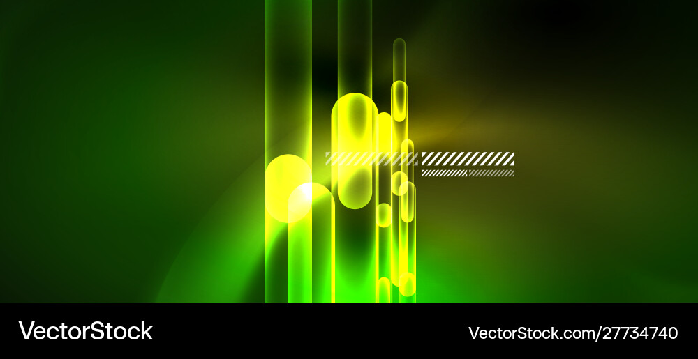 Glass neon block and lines abstract background Vector Image