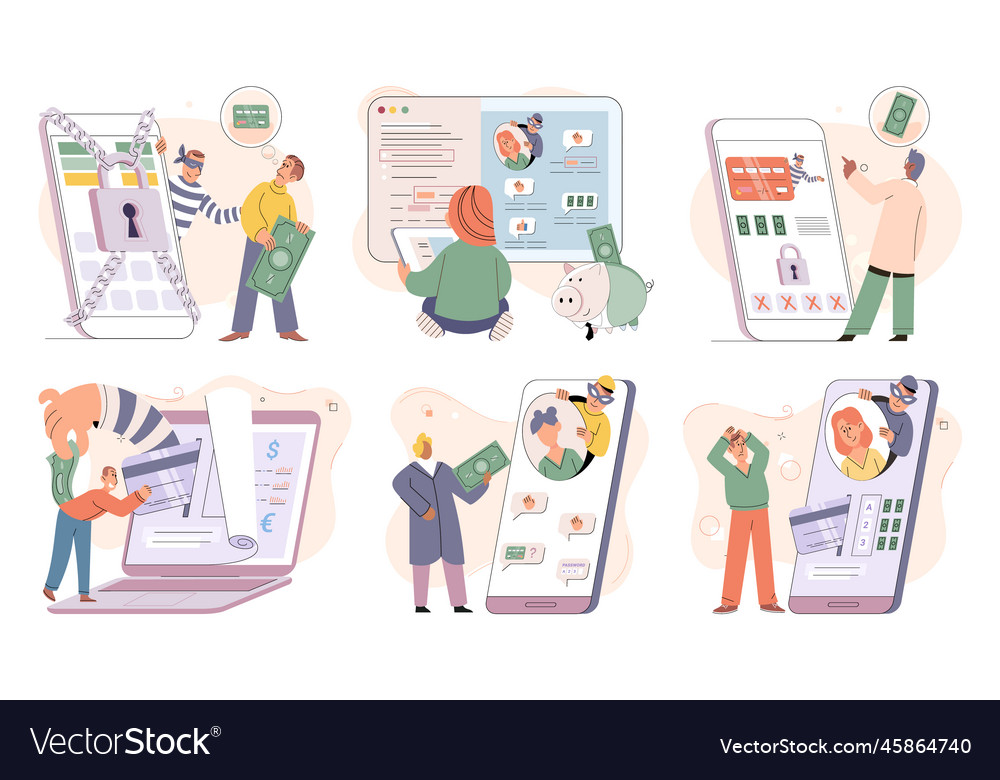 Hacker activity big set hacking computer Vector Image