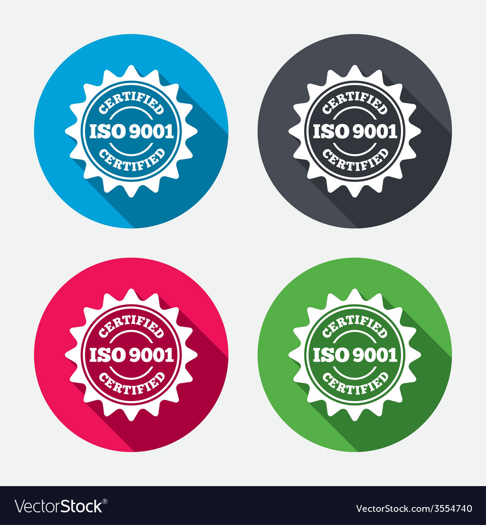Iso 9001 certified sign certification stamp Vector Image