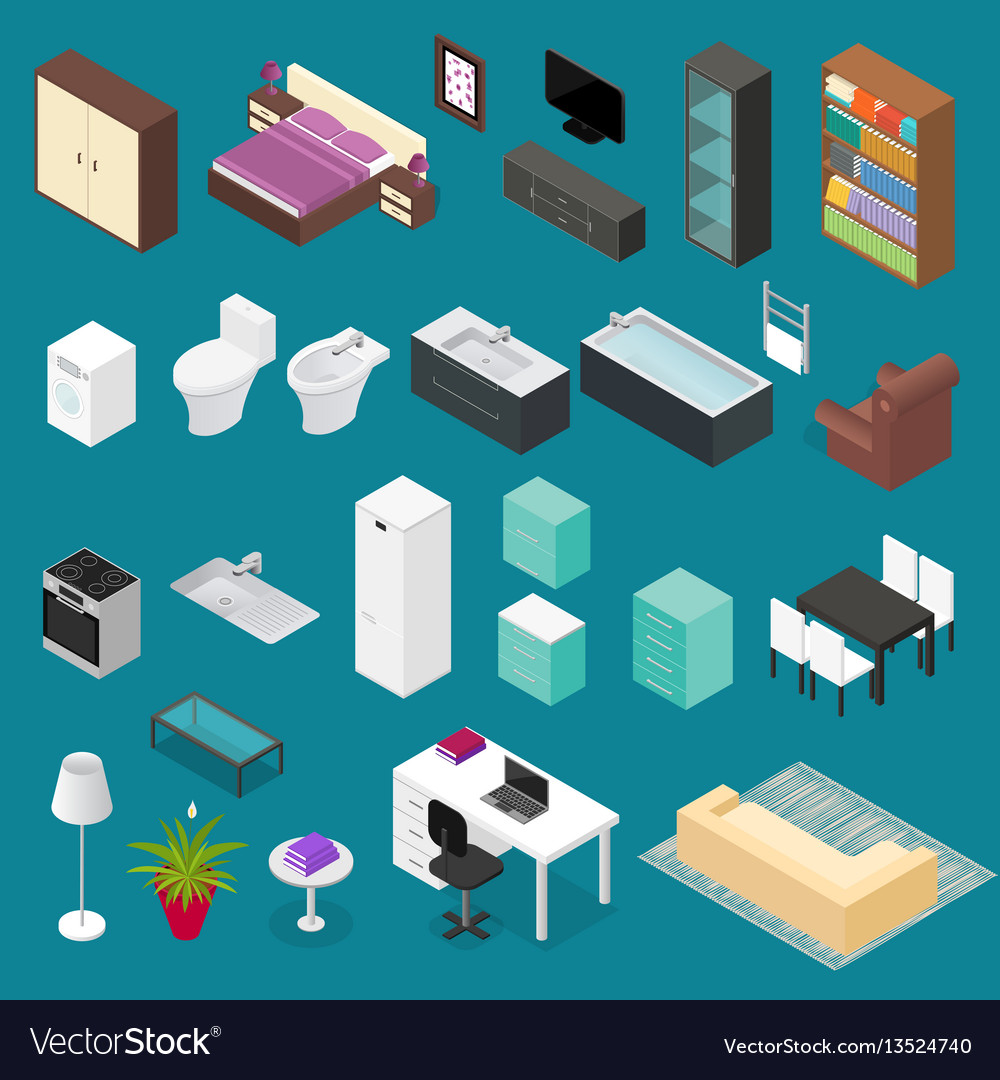 Isometric Furniture Collection Royalty Free Vector Image Isometric Furniture Collection Royalty Free Vector Image