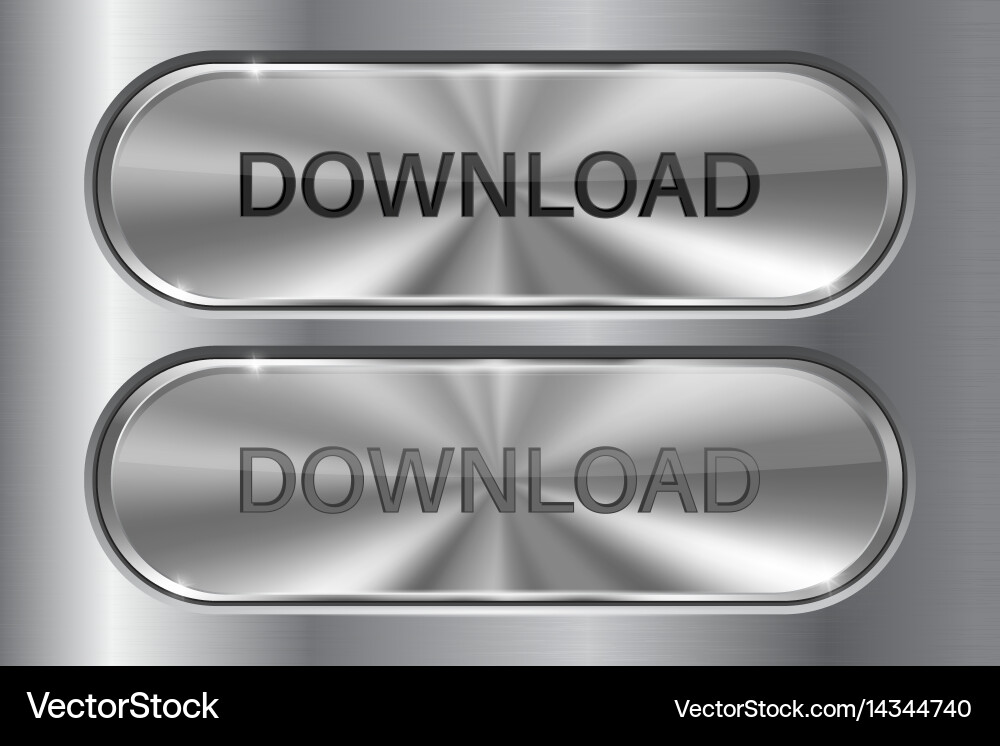 Metal oval button on stainless steel background Vector Image