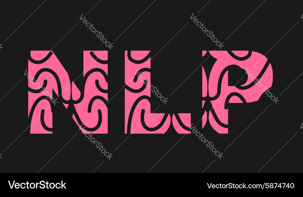 Nlp font of brain texture Royalty Free Vector Image