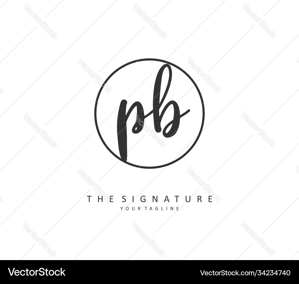 P b pb initial letter handwriting and signature Vector Image