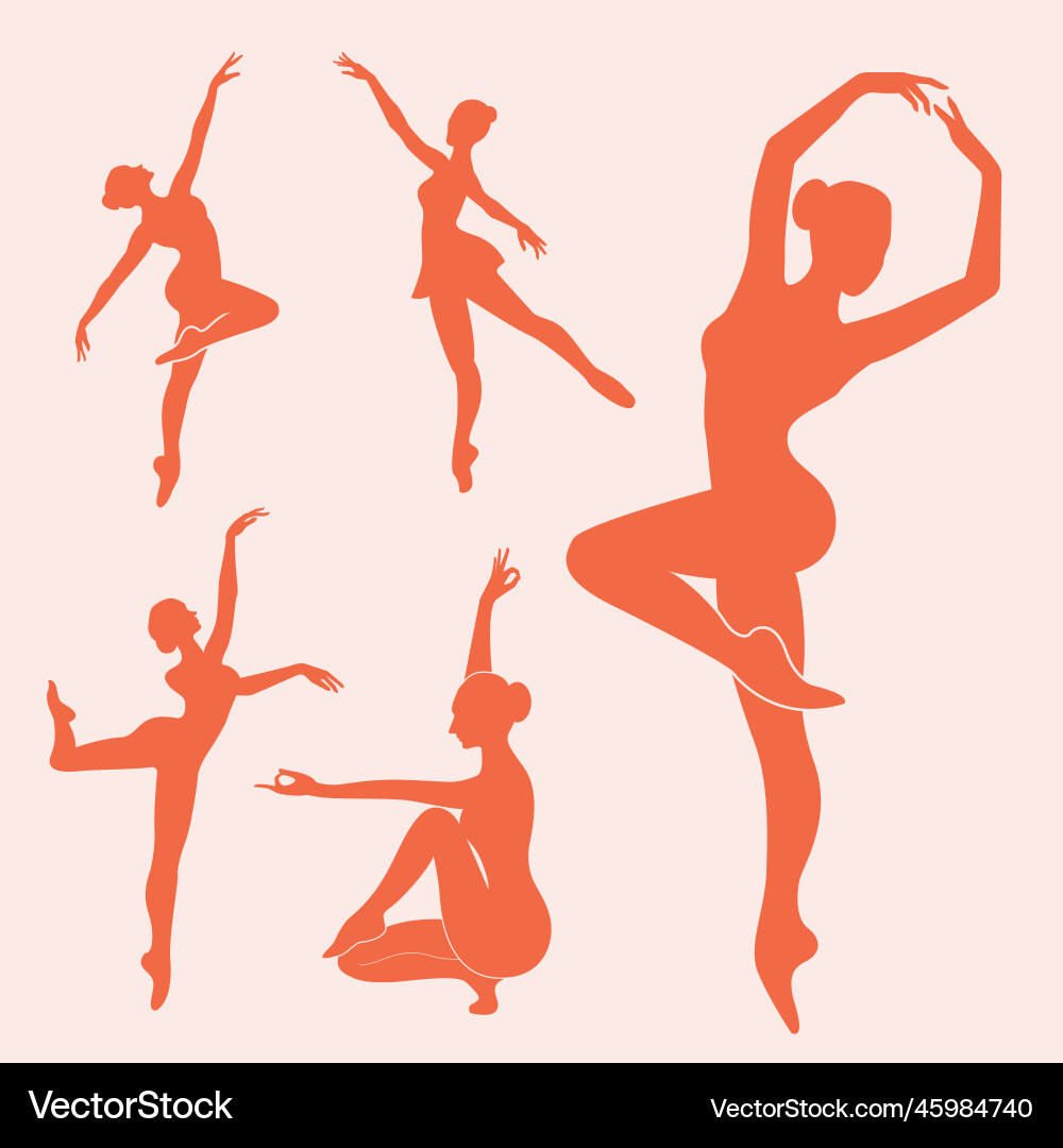 Red girl ballet silhouette Royalty Free Vector Image