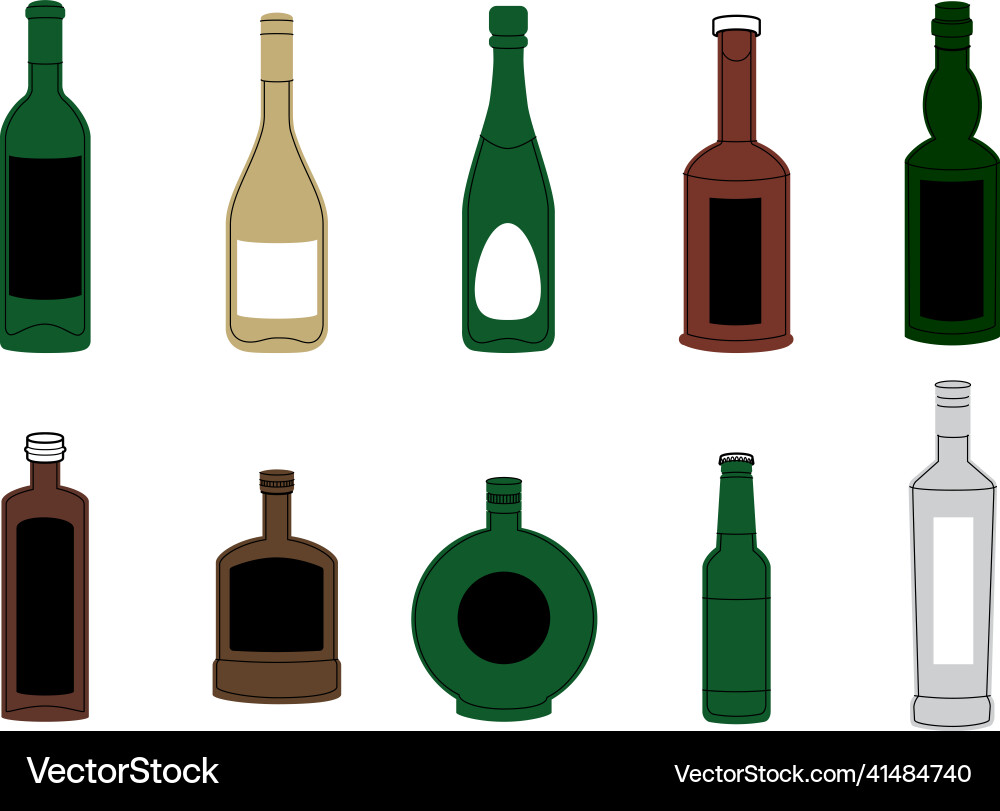 Set of alcohol bottles Royalty Free Vector Image