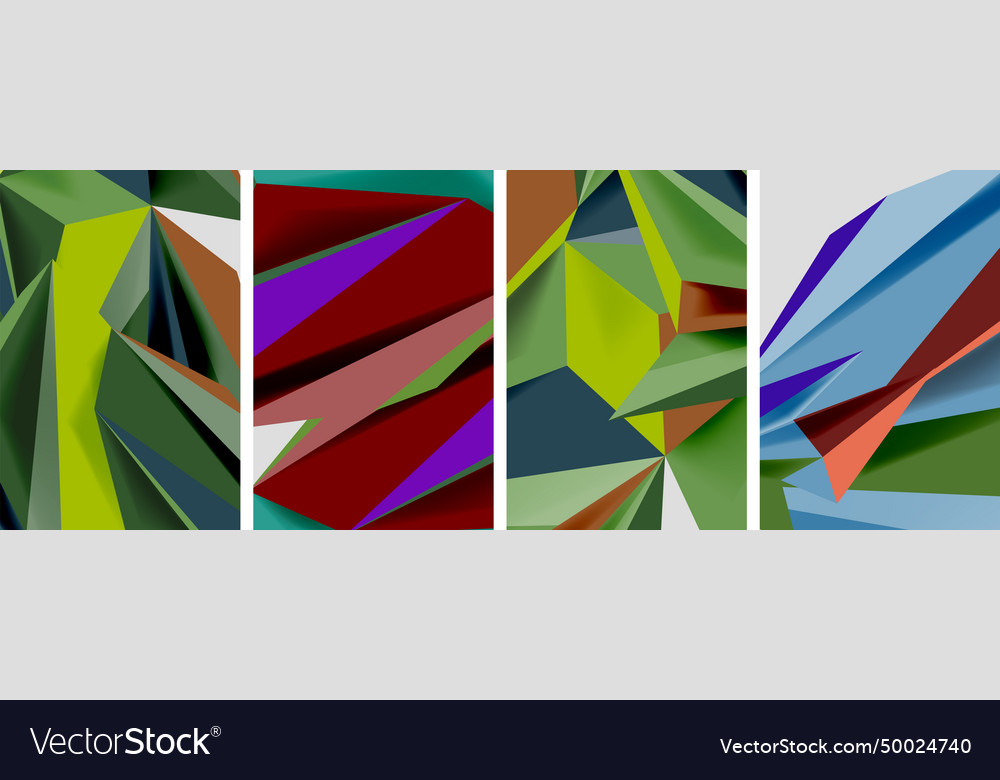 Set Of Mosaic Triangle Pattern Abstract Posters Vector Image