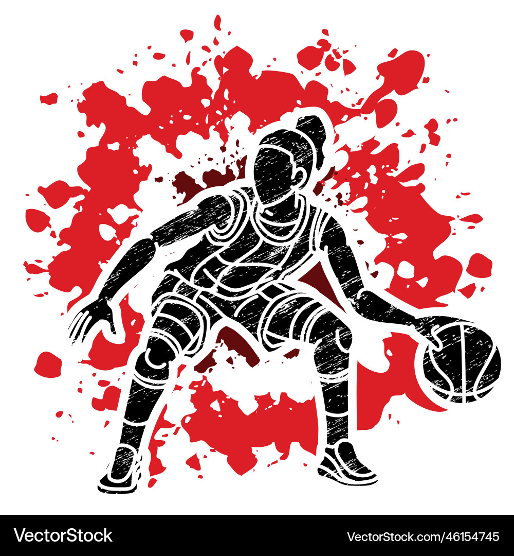 Basketball action female player Royalty Free Vector Image
