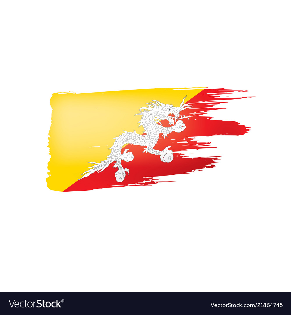 Bhutan flag on a white Royalty Free Vector Image