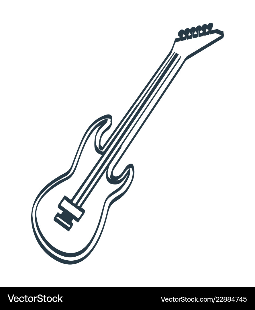 Electric guitar with strings musical instrument Vector Image