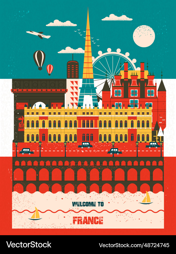 France travel poster Royalty Free Vector Image