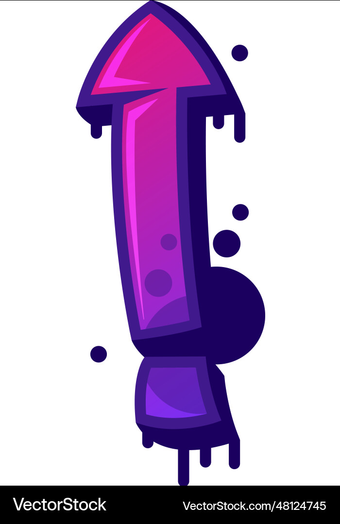 Graffiti exclamation mark as purple bold sign Vector Image