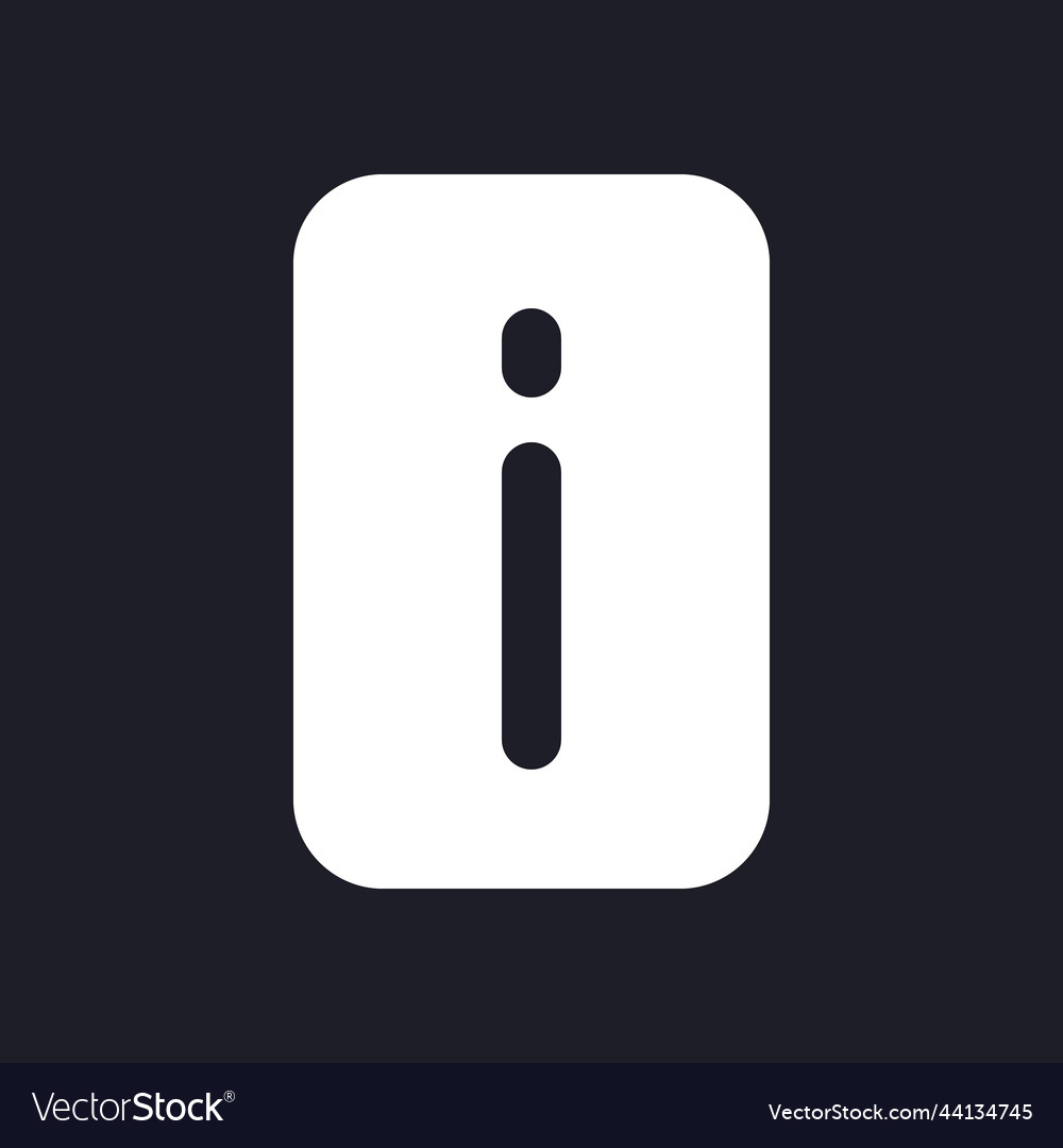 Information dark mode glyph ui icon Royalty Free Vector
