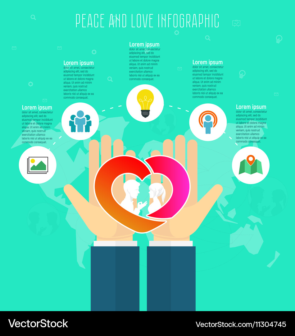 Love and peace concept infographic template save Vector Image
