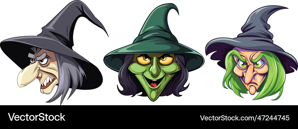 Old wizard with scary hat cartoon collection Vector Image