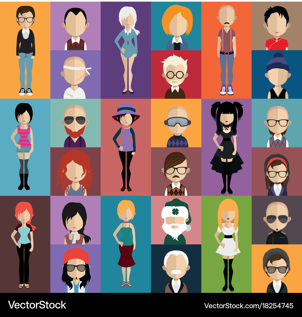 People avatar with full body and torso variations Vector Image