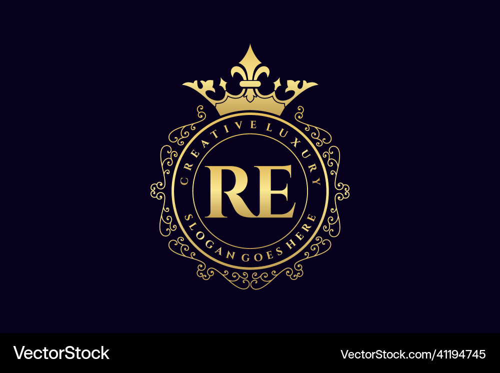 Re initial letter luxury calligraphic feminine Vector Image