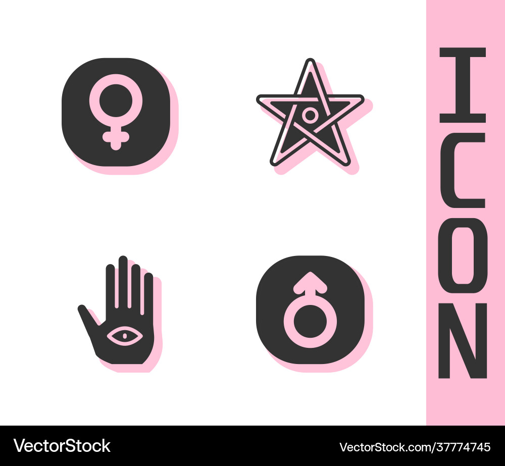 Set mars venus hamsa hand and pentagram icon Vector Image