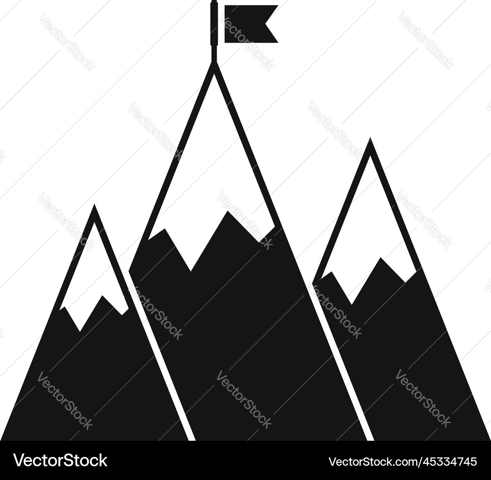 Success flag on mountain icon simple top Vector Image