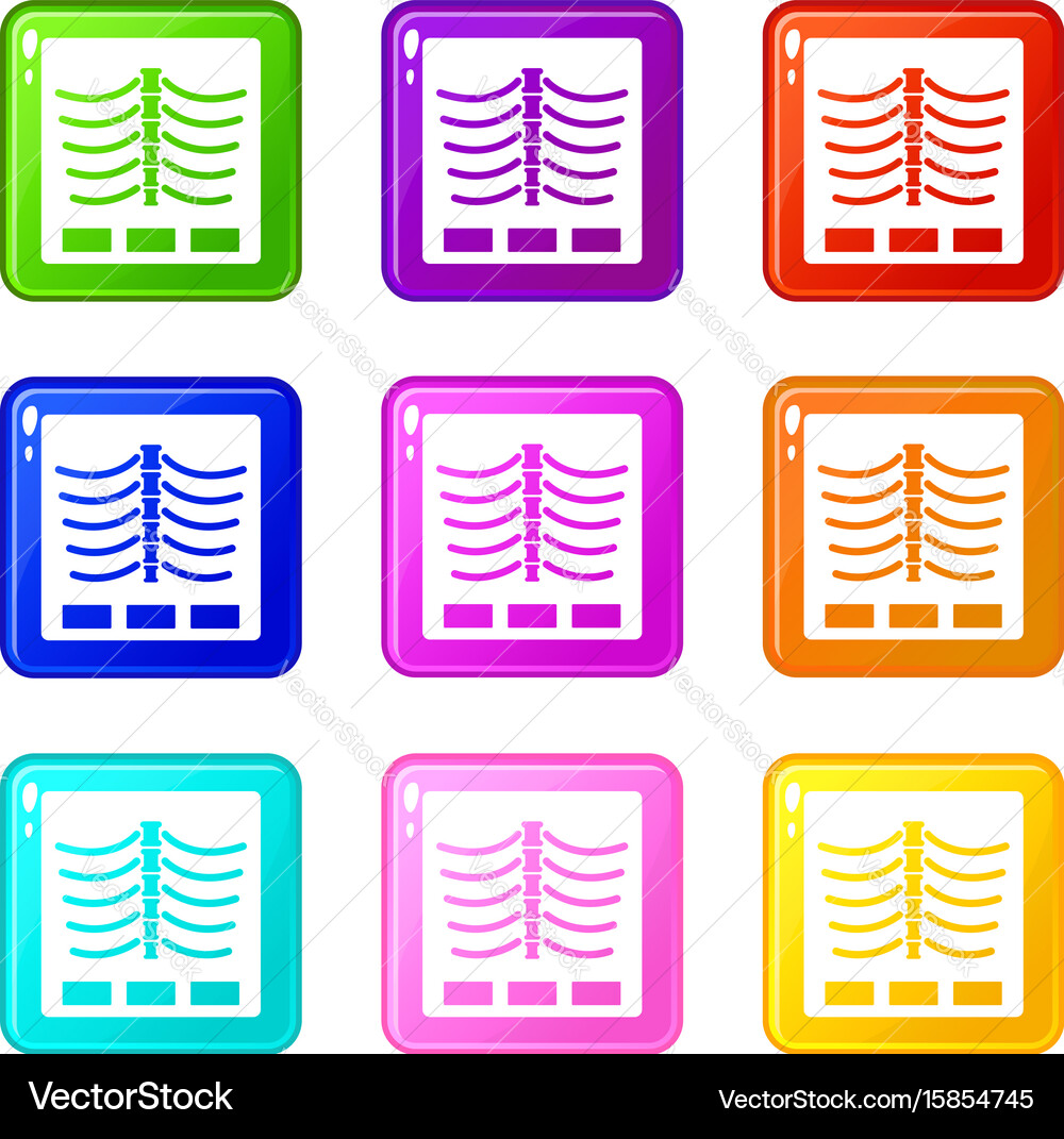 X ray photo icons 9 set Royalty Free Vector Image