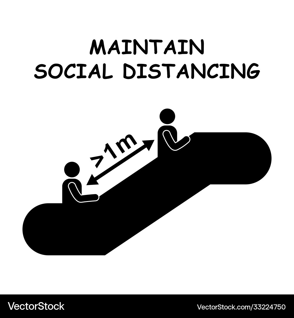 1261 maintain social distancing escalator 1m Vector Image