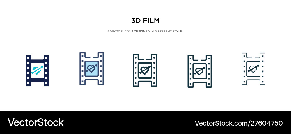 3d film icon in different style two colored Vector Image