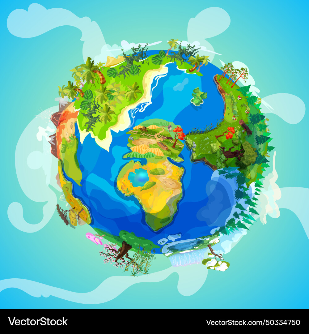 Cartoon earth planet light concept Royalty Free Vector Image