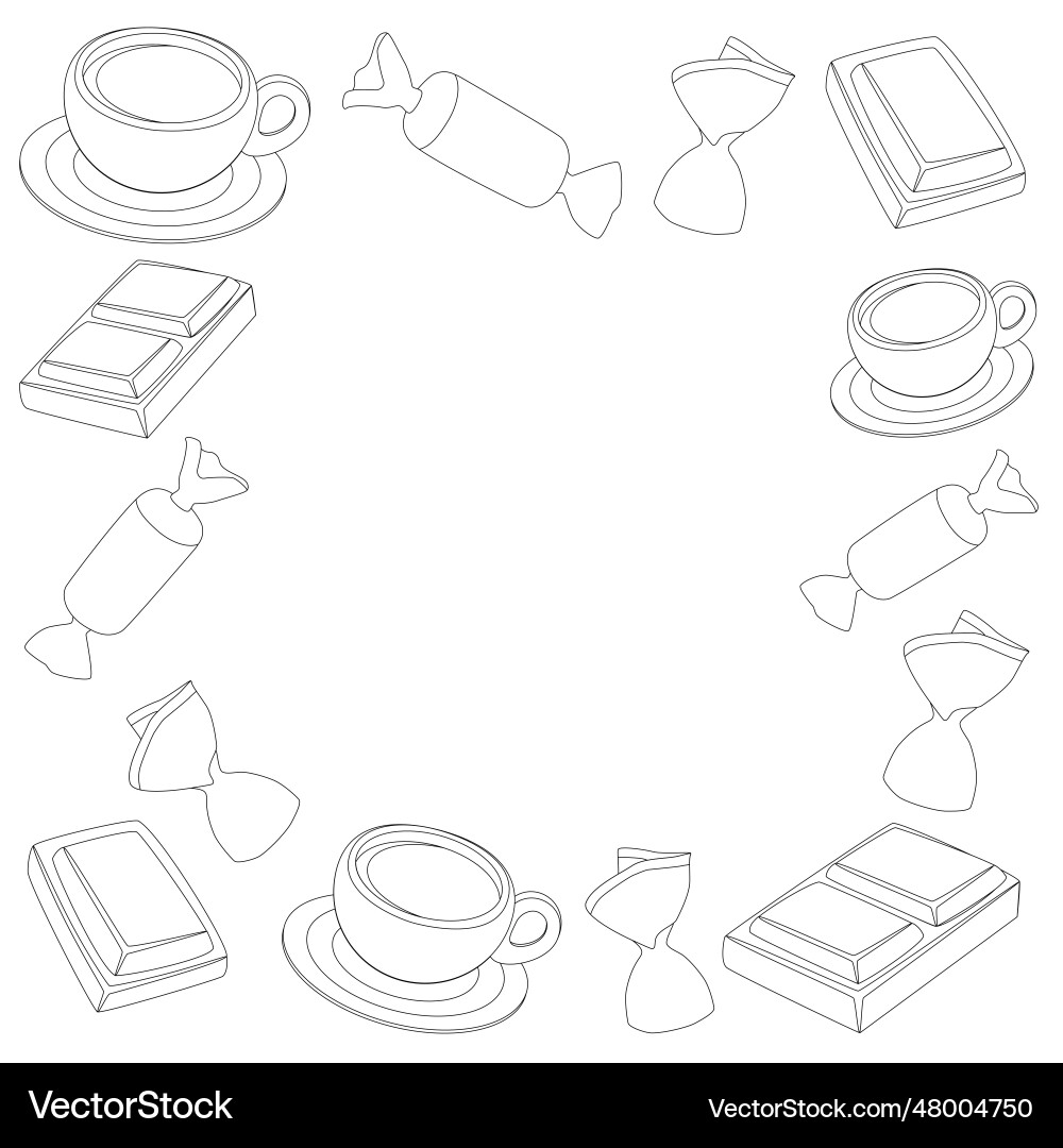 Coloring book frame for kids cupcakes sweets Vector Image