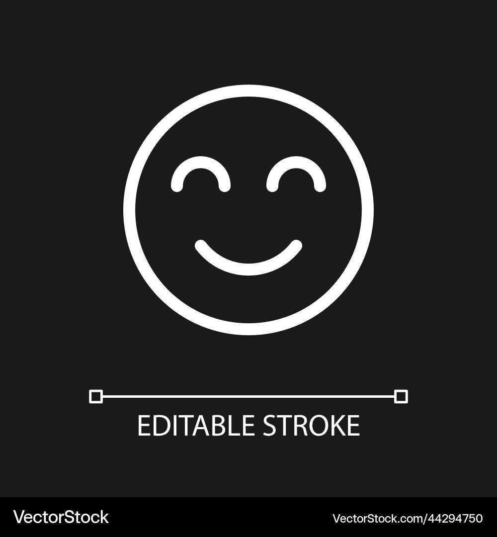 Contented emoji pixel perfect white linear ui Vector Image