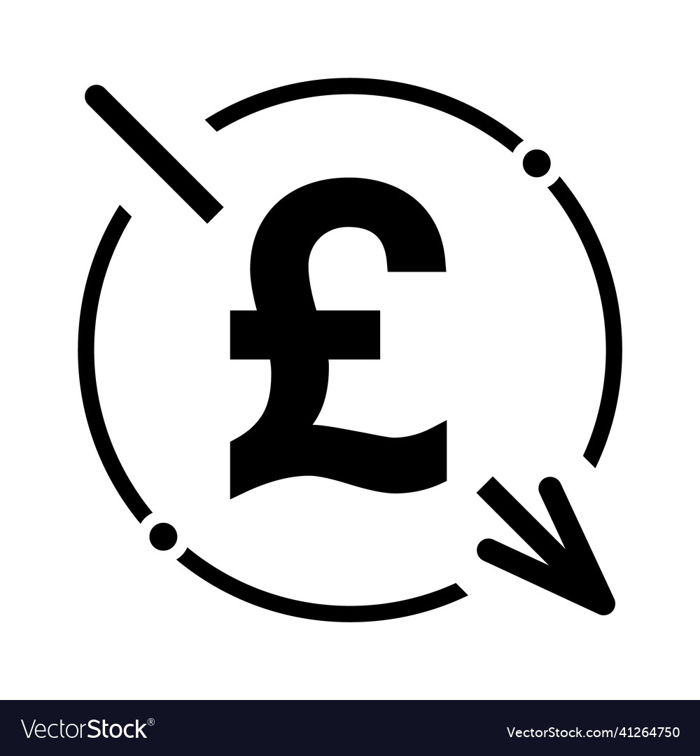 Cost reduction- decrease pound icon symbol Vector Image