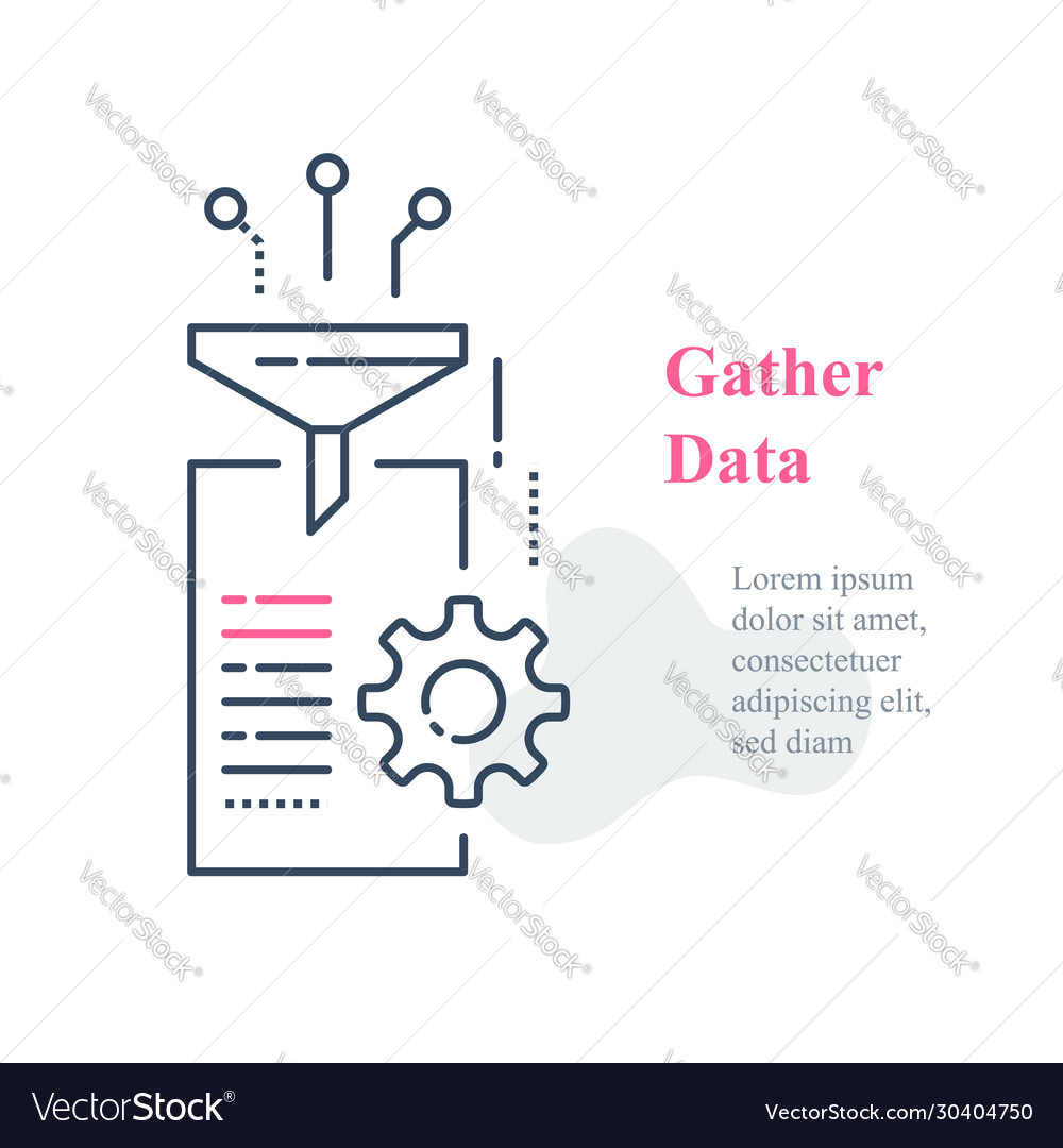 Data gathering and processing concept Royalty Free Vector