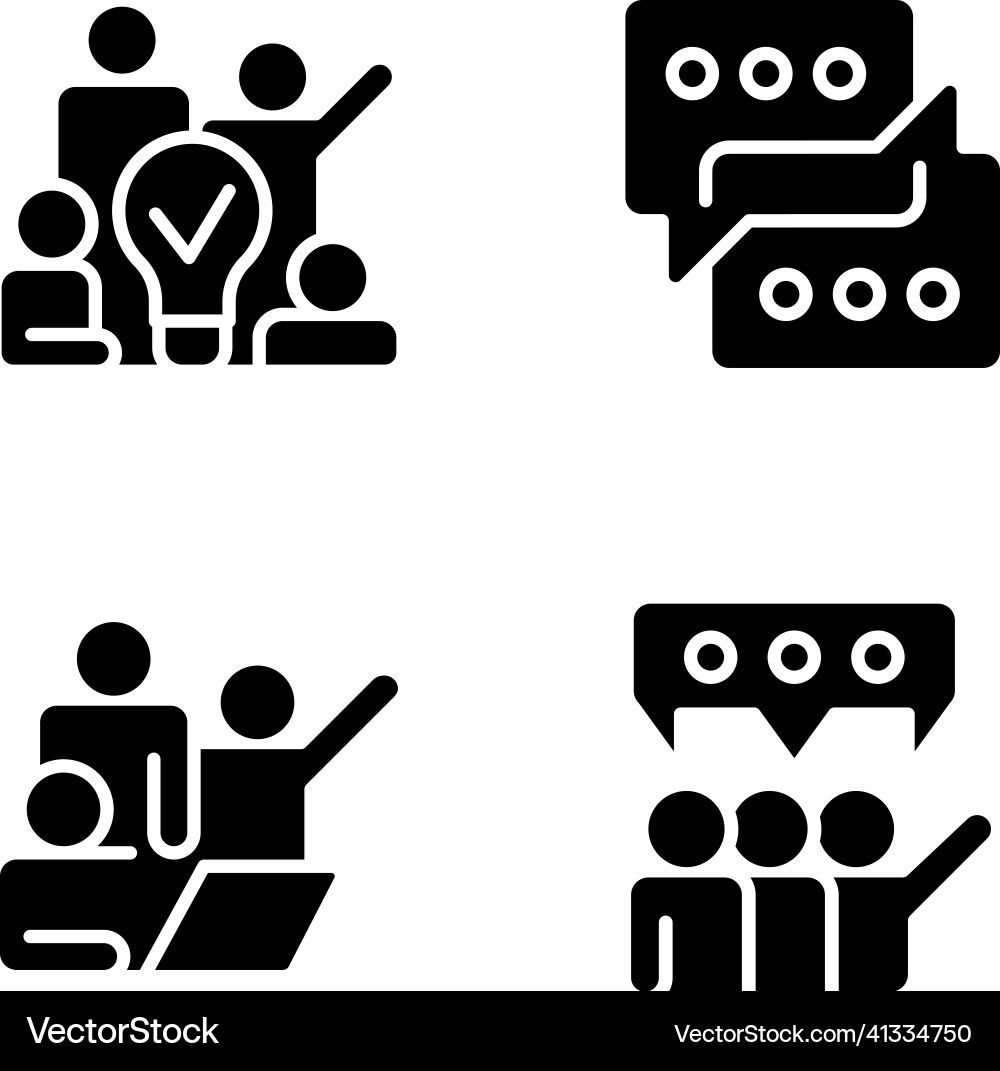 Group tasks black glyph icons set on white space Vector Image