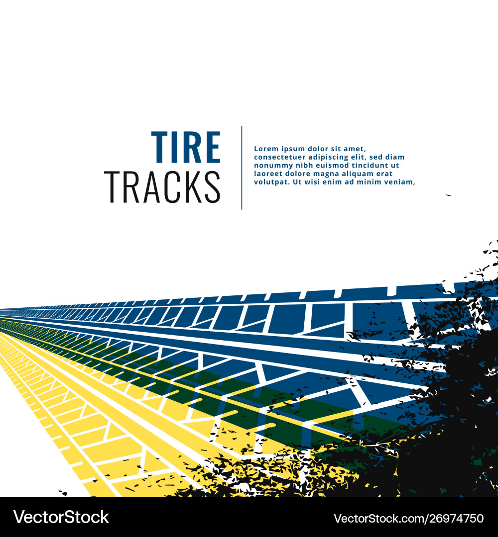 Grunge tire track print marks background Vector Image