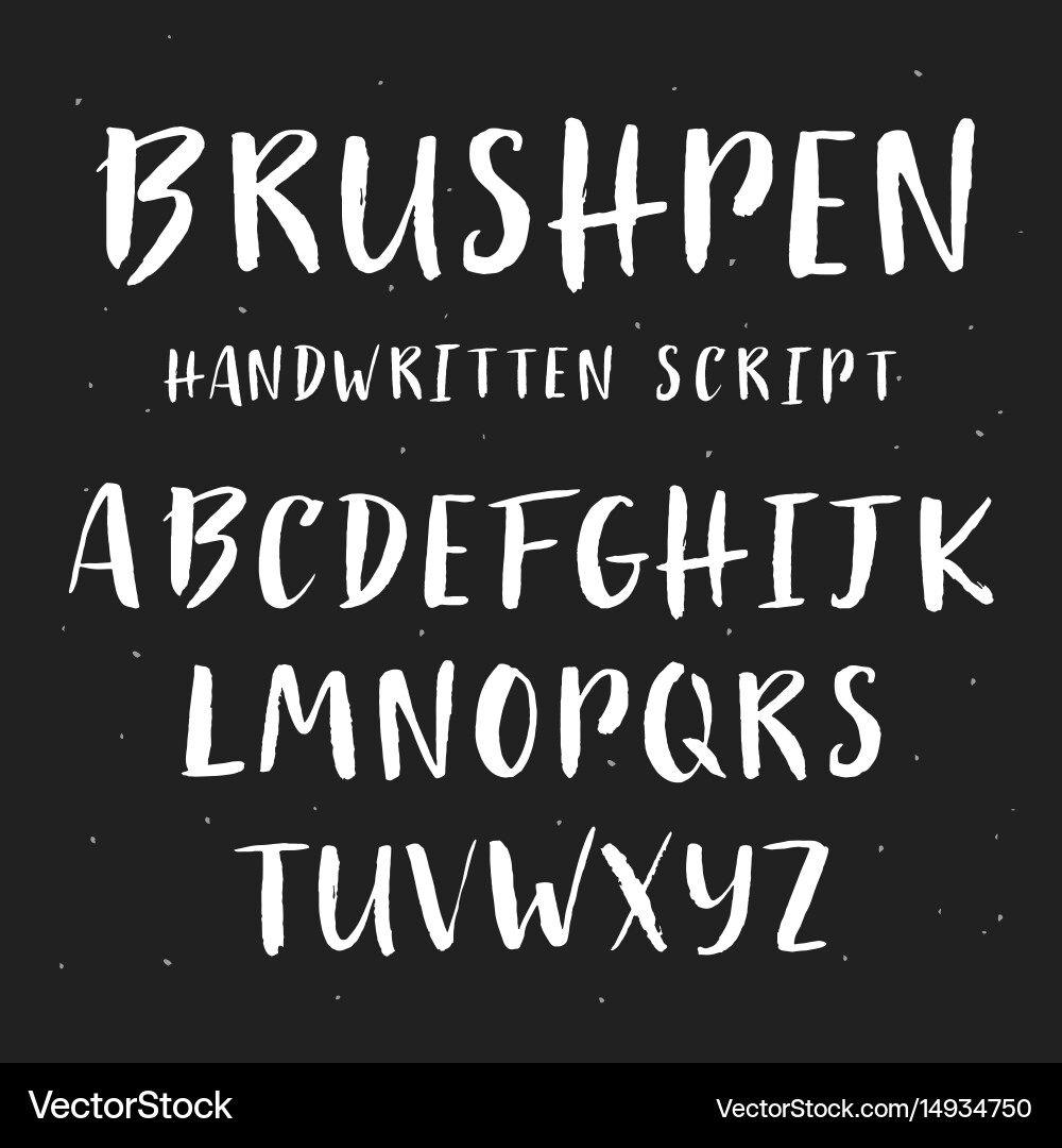 Handwritten brush painted font Royalty Free Vector Image