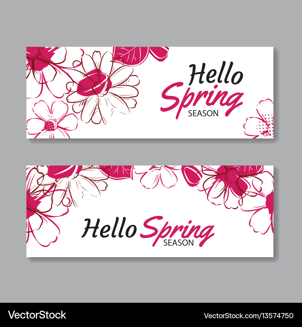 Hello spring season banner template background Vector Image