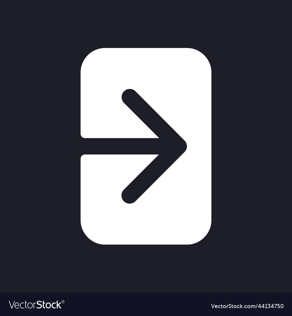 Logout dark mode glyph ui icon Royalty Free Vector Image