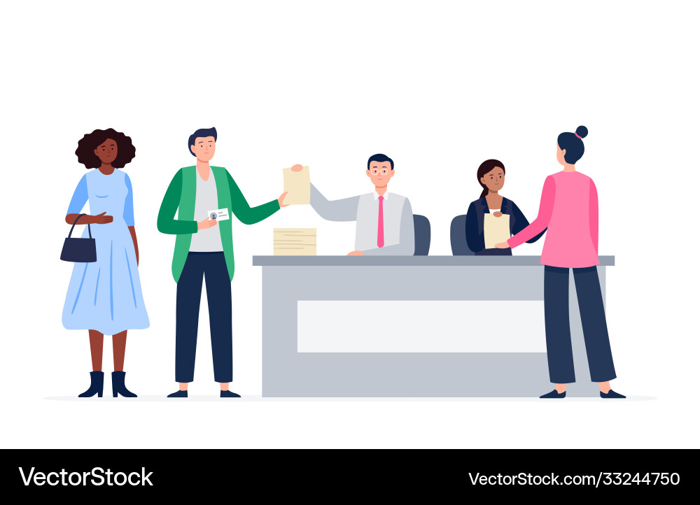 People at polling station Royalty Free Vector Image